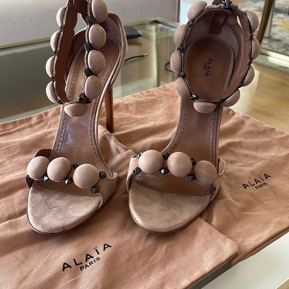 Alaia | Shoes | Alaia Pompom Stilettos Classic Nude Suede | Poshmark
